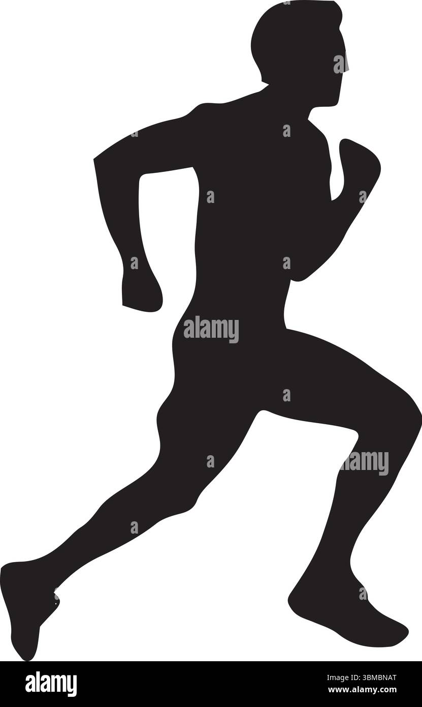 Man running / sprinting silhouette, Running Athlete Silhouette Stock ...