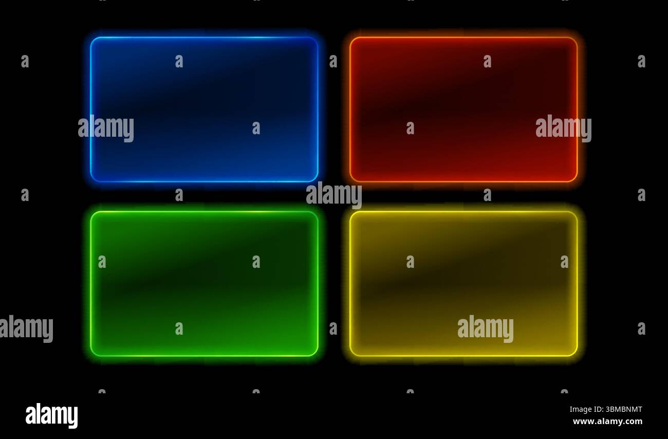 Neon frame, color set, black background, line electric. Vector ...