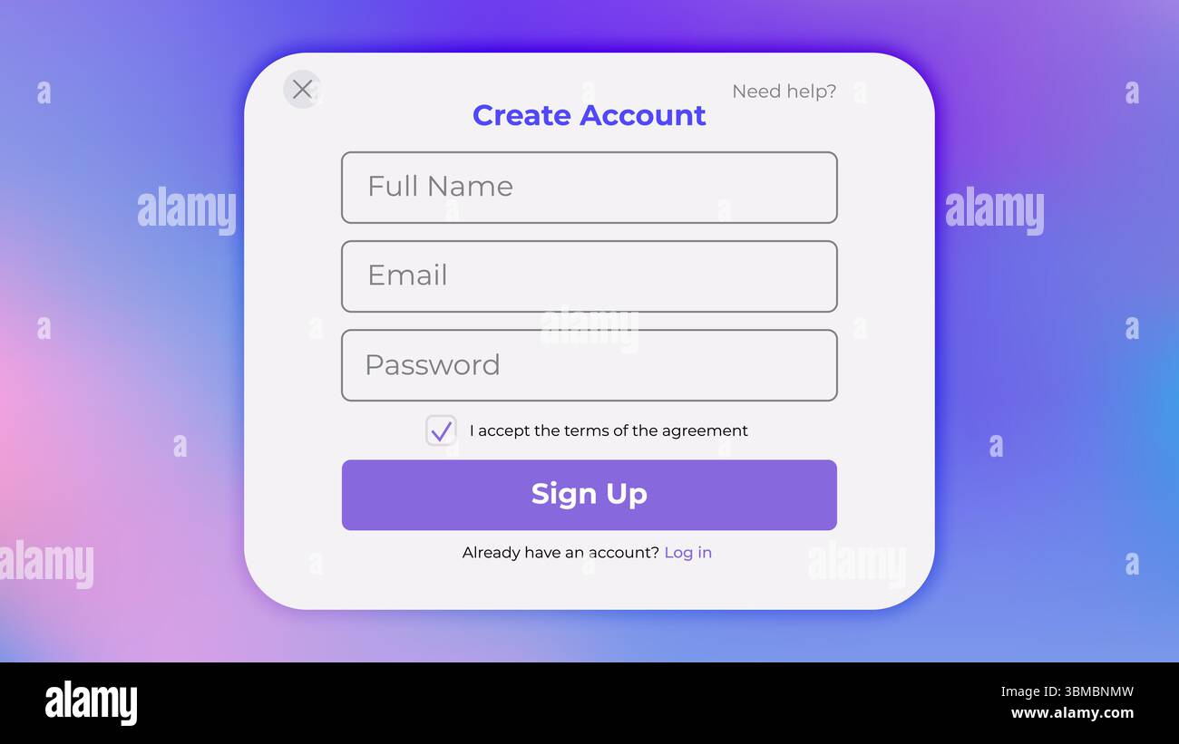 Register form with login and password fields. Vector illustration of ...