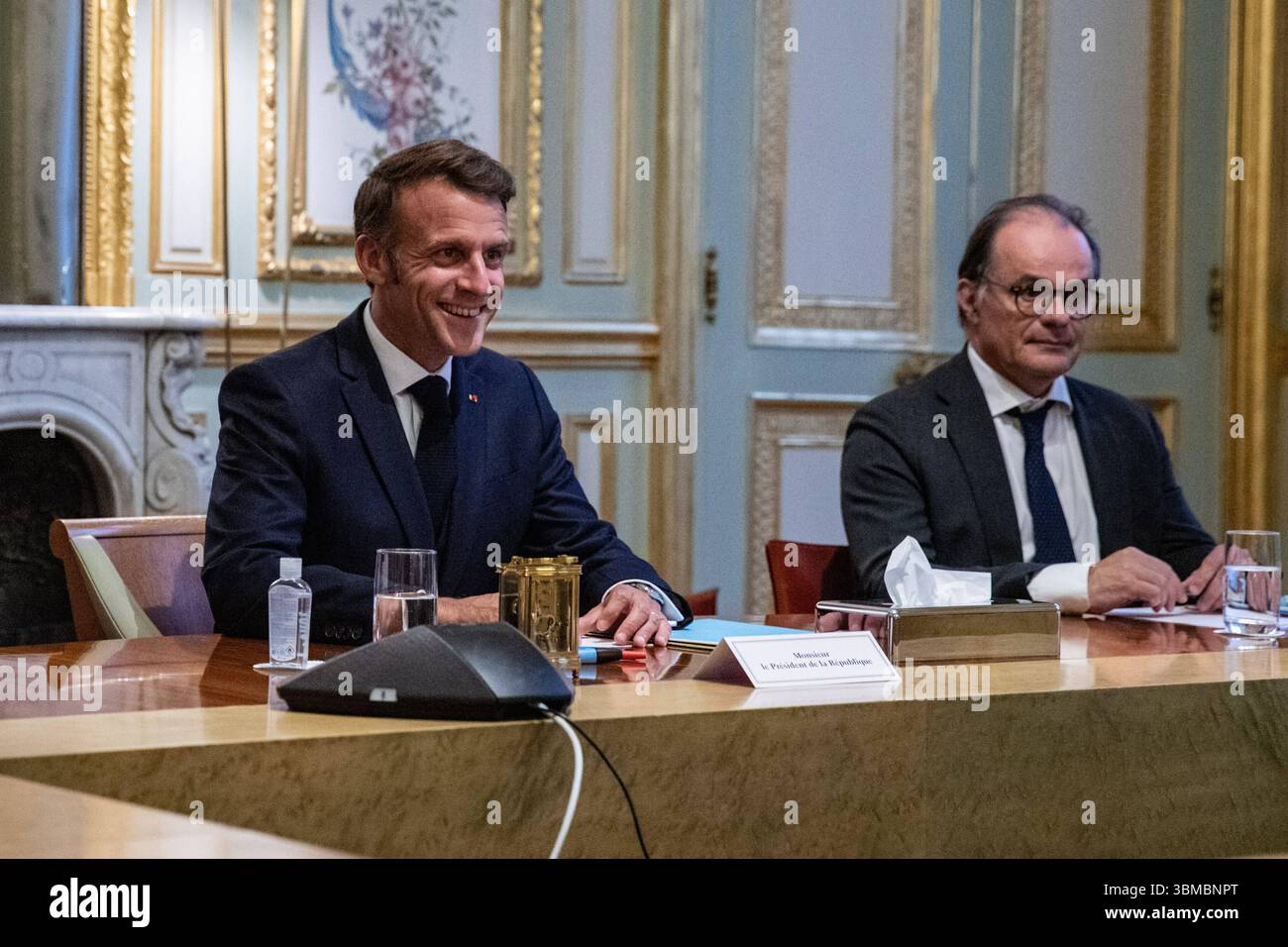 Paris, France. 25th June, 2025. French President Emmanuel Macron (C ...