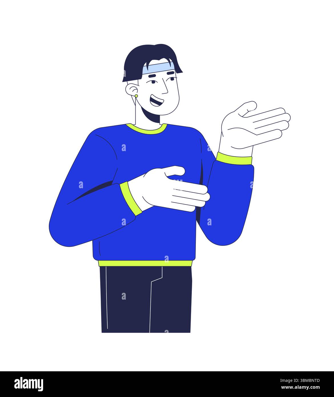 Happy chinese man explaining with gestures 2D cartoon character Stock ...