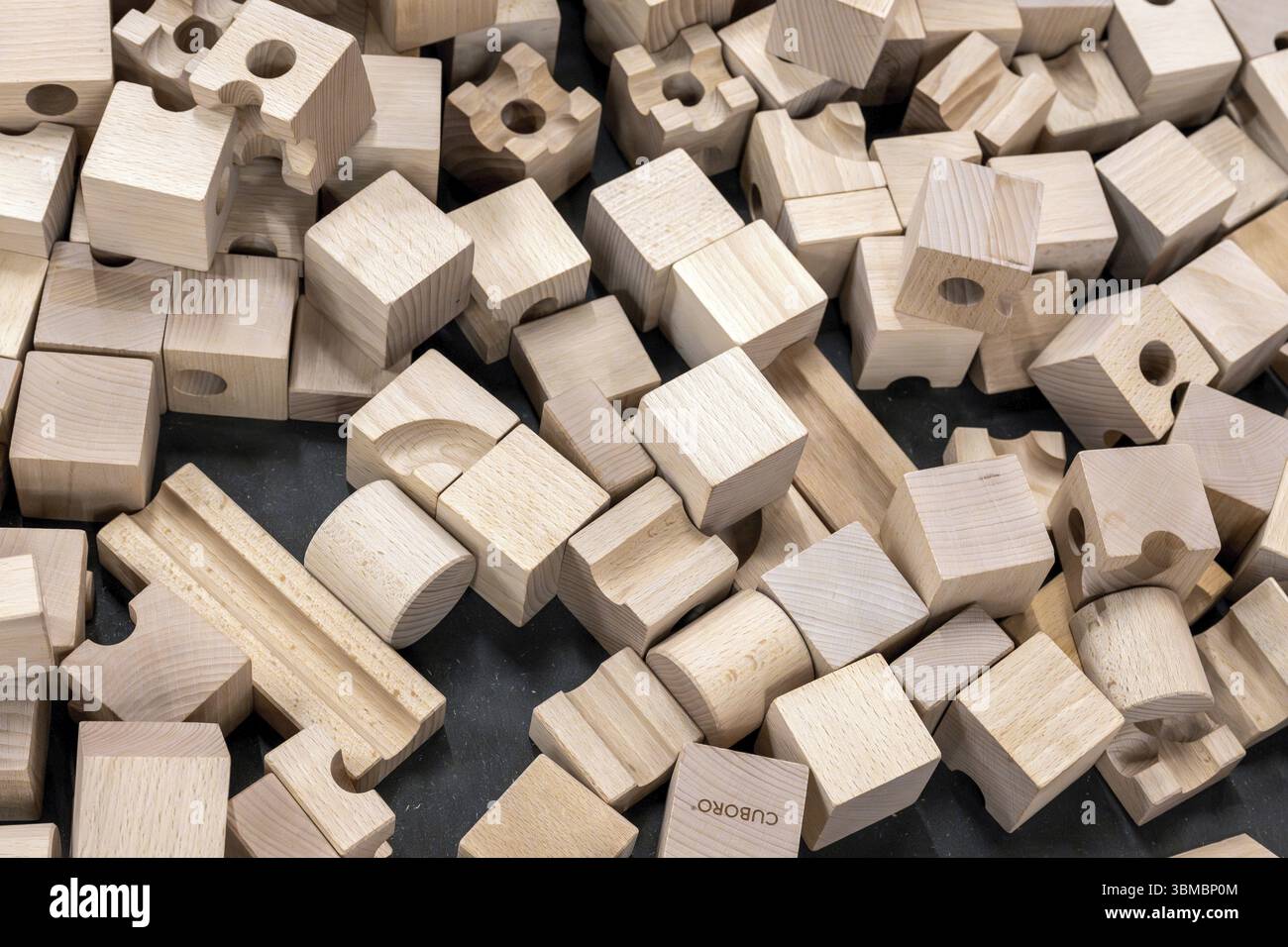 Cuboro wooden blocks marble run system Stock Photo - Alamy