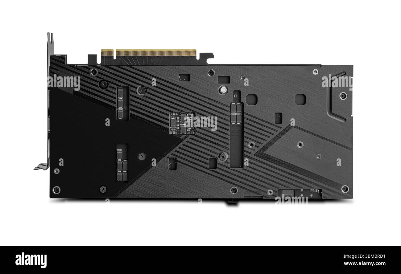 High-performance black dual-fan graphics card isolated on a white ...