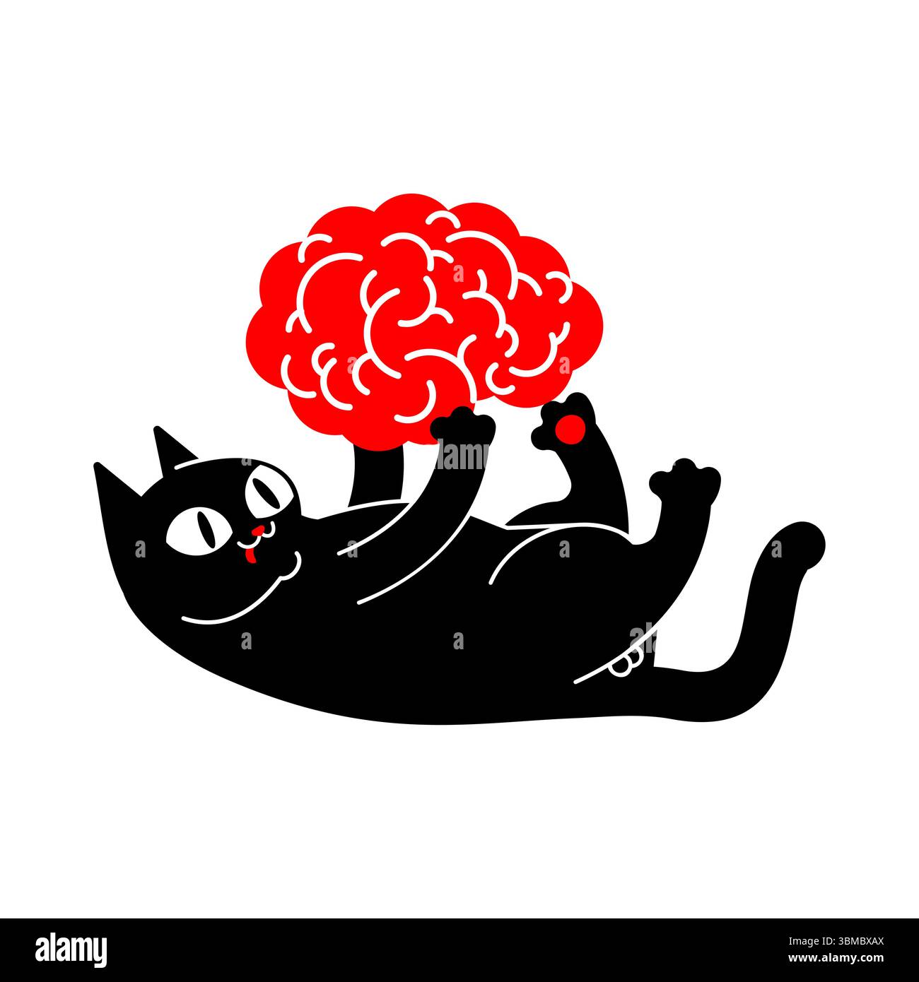 Cat plays with brain. Pet and brains Stock Vector Image & Art - Alamy