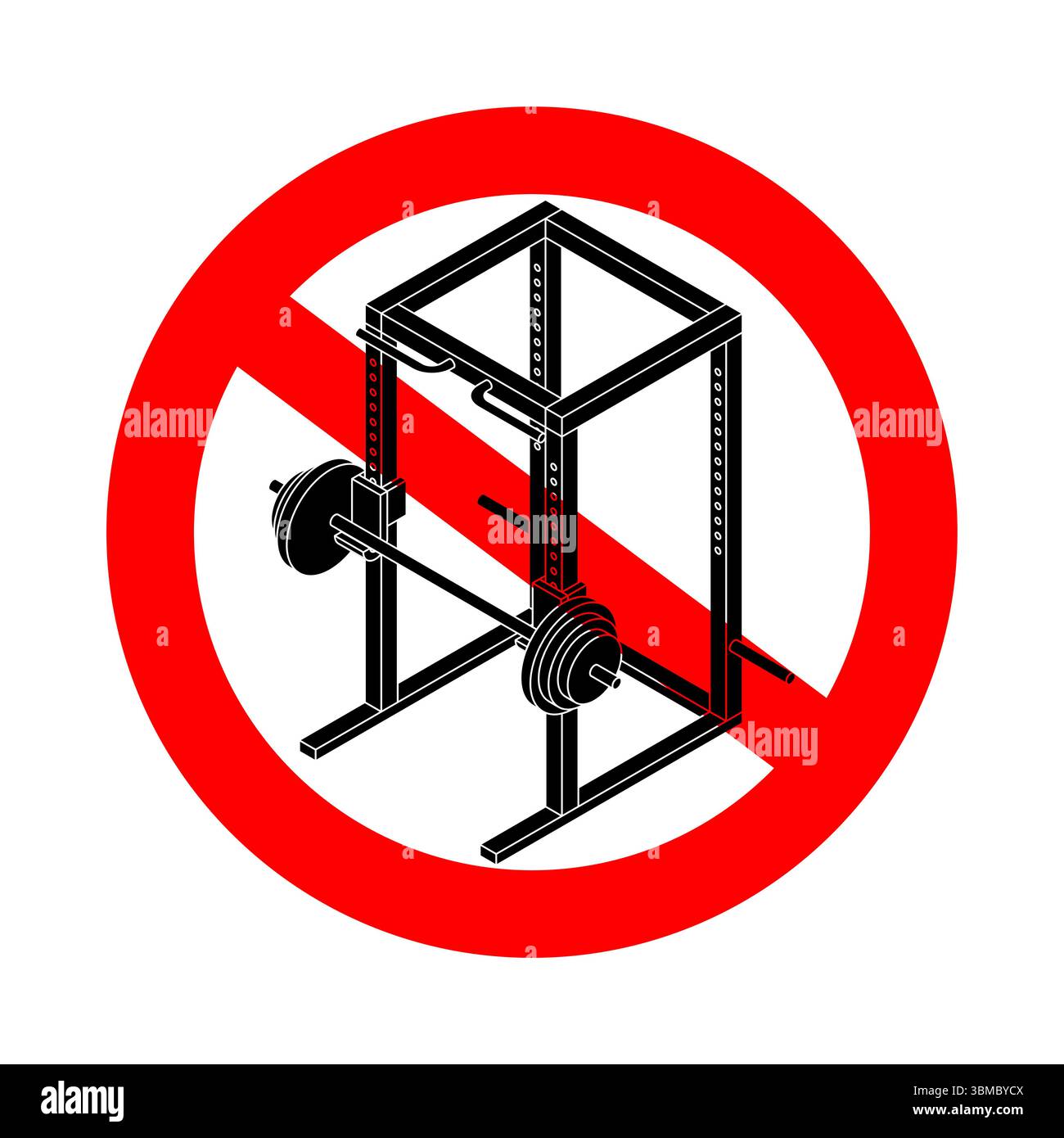 Stop Power Rack Machine. Red danger sign. Ban Squat Machine. NO Weight ...