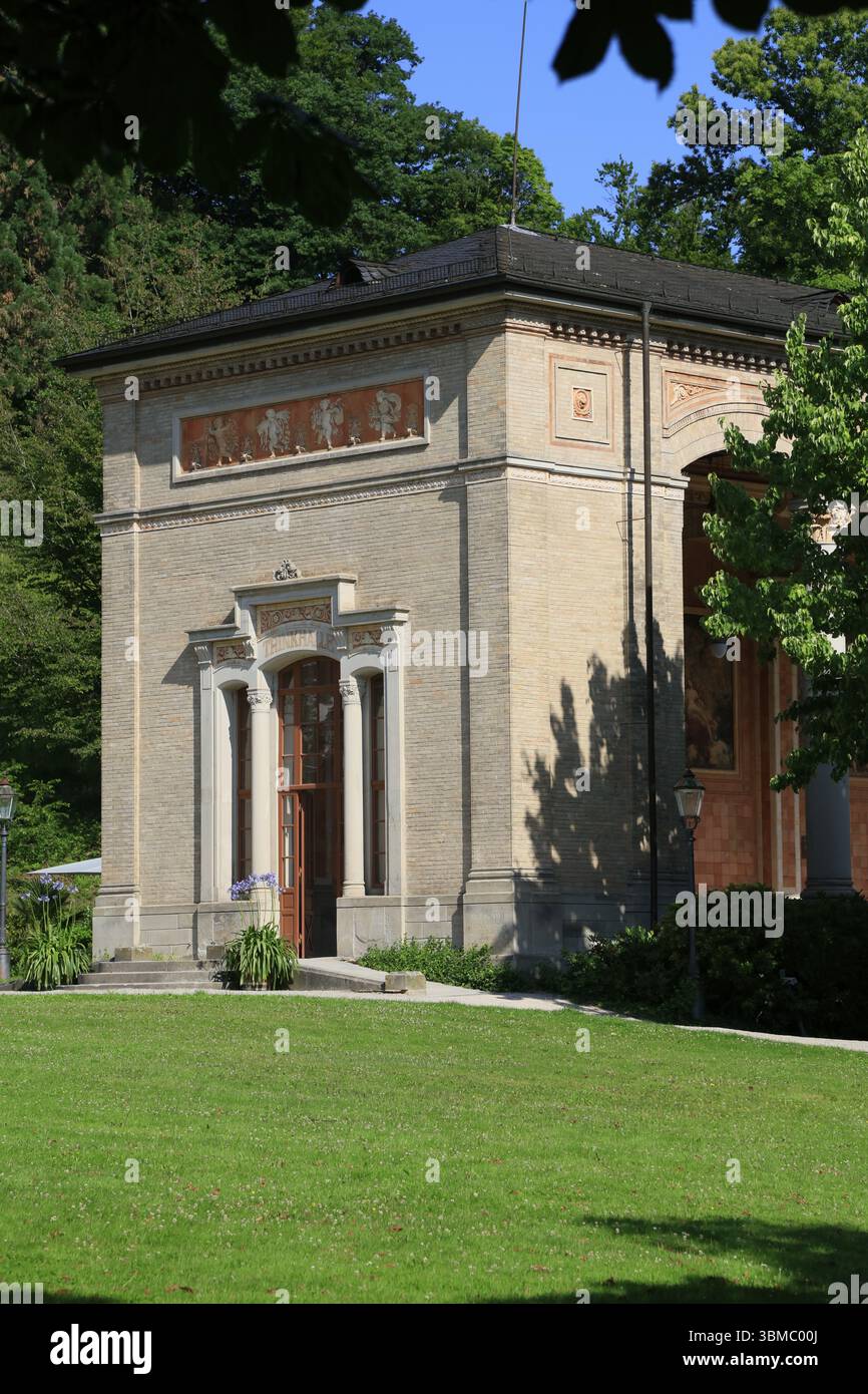 Historic drinking hall in the park of the spa hotel, Baden-Baden, Black ...