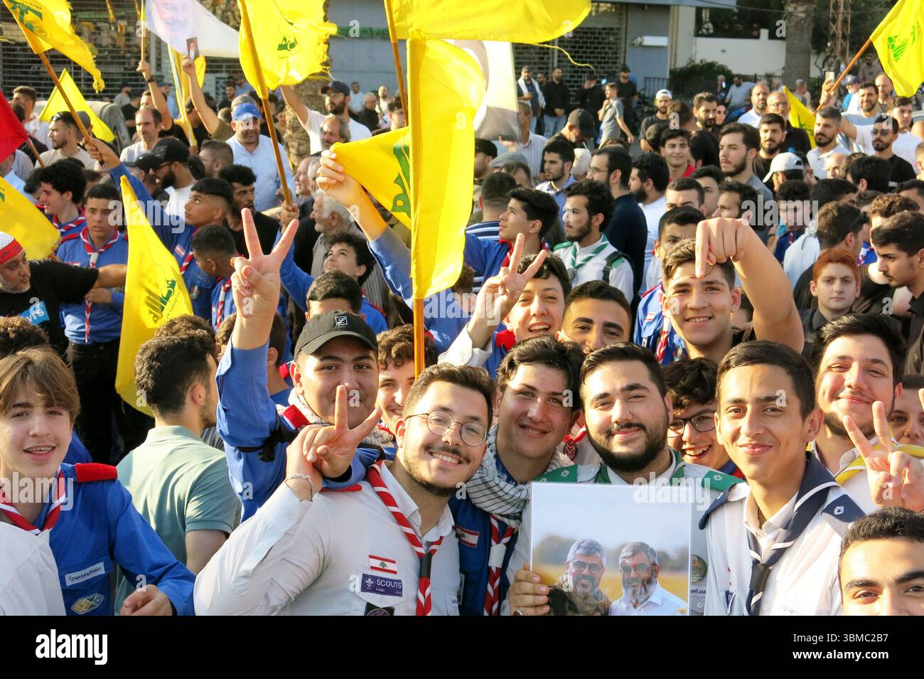 A shot of the demonstration pro Islamic Republic of Iran seen outside ...