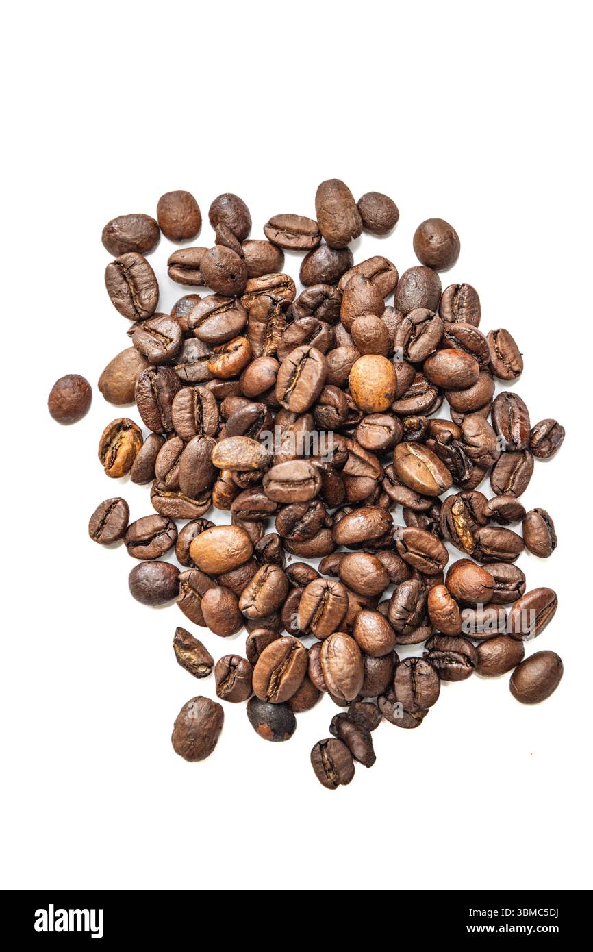 Coffee beans falling white Cut Out Stock Images & Pictures - Alamy