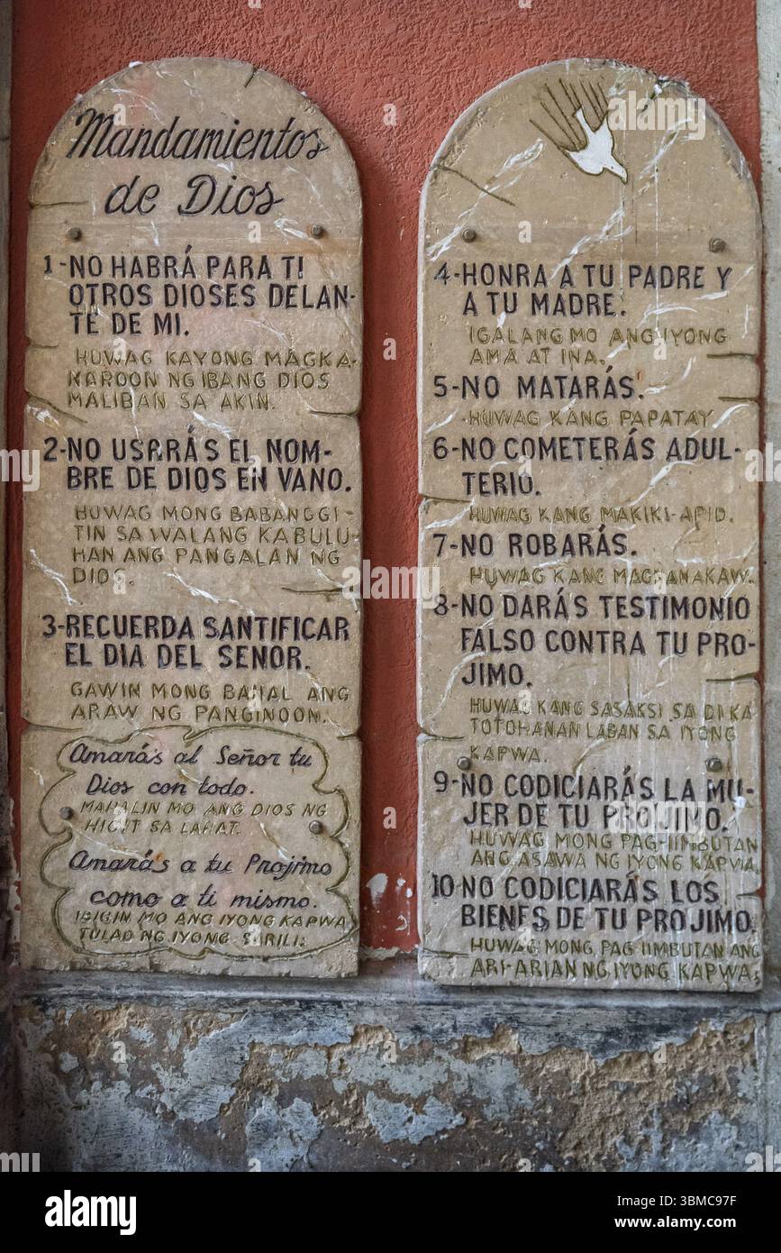 Tablets of the Ten Commandments of God to Moses, (in Filipino and ...