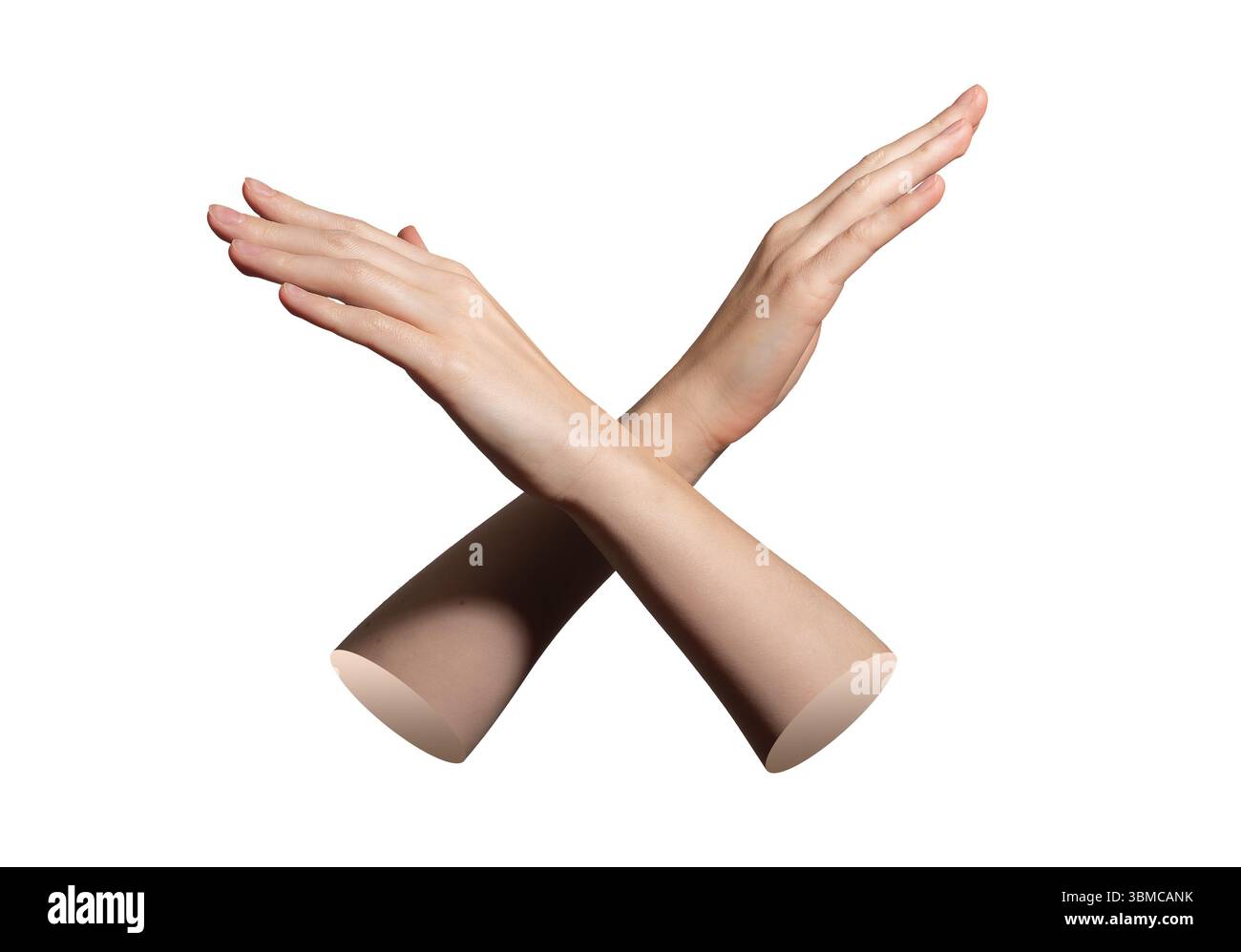 Hand crossed gesture with fingers showing refusal and disagreement ...