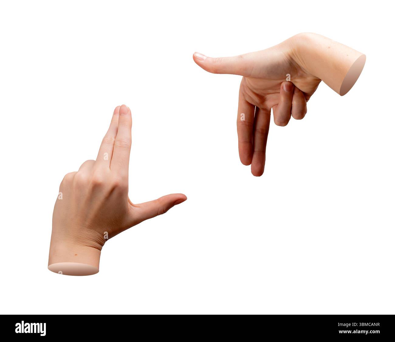 Hand gesture with fingers and thumbs forming rectangular frame for ...