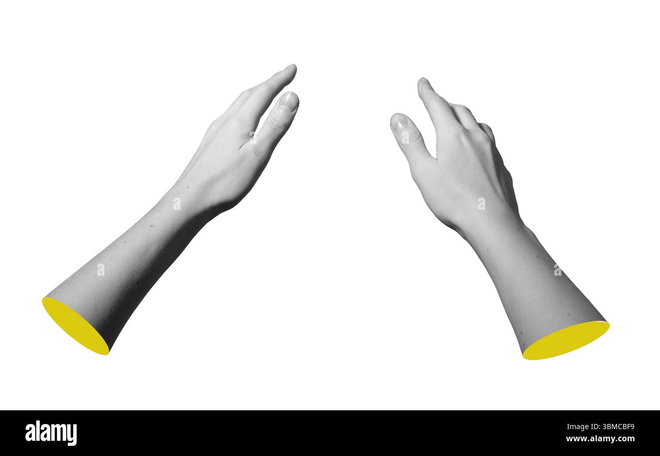 Hands catching and extending forward with open spread fingers and ...