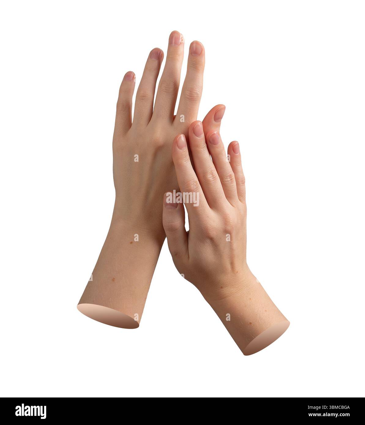 Hands of female with neat manicure and gentle touch showing clean, soft ...