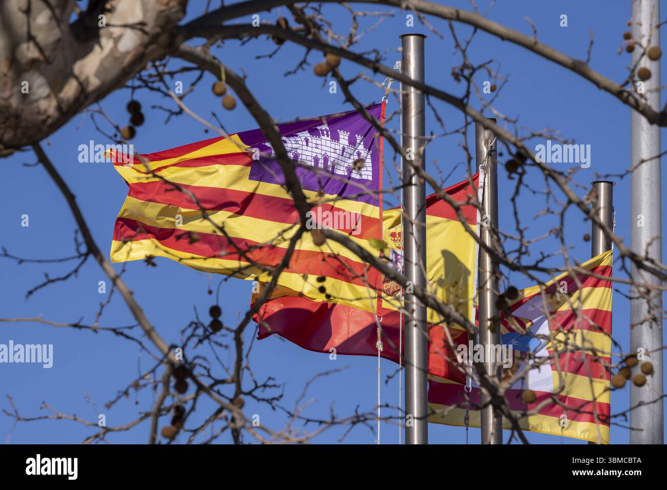 Flags of the people, the community and the country, Inca, Mallorca ...