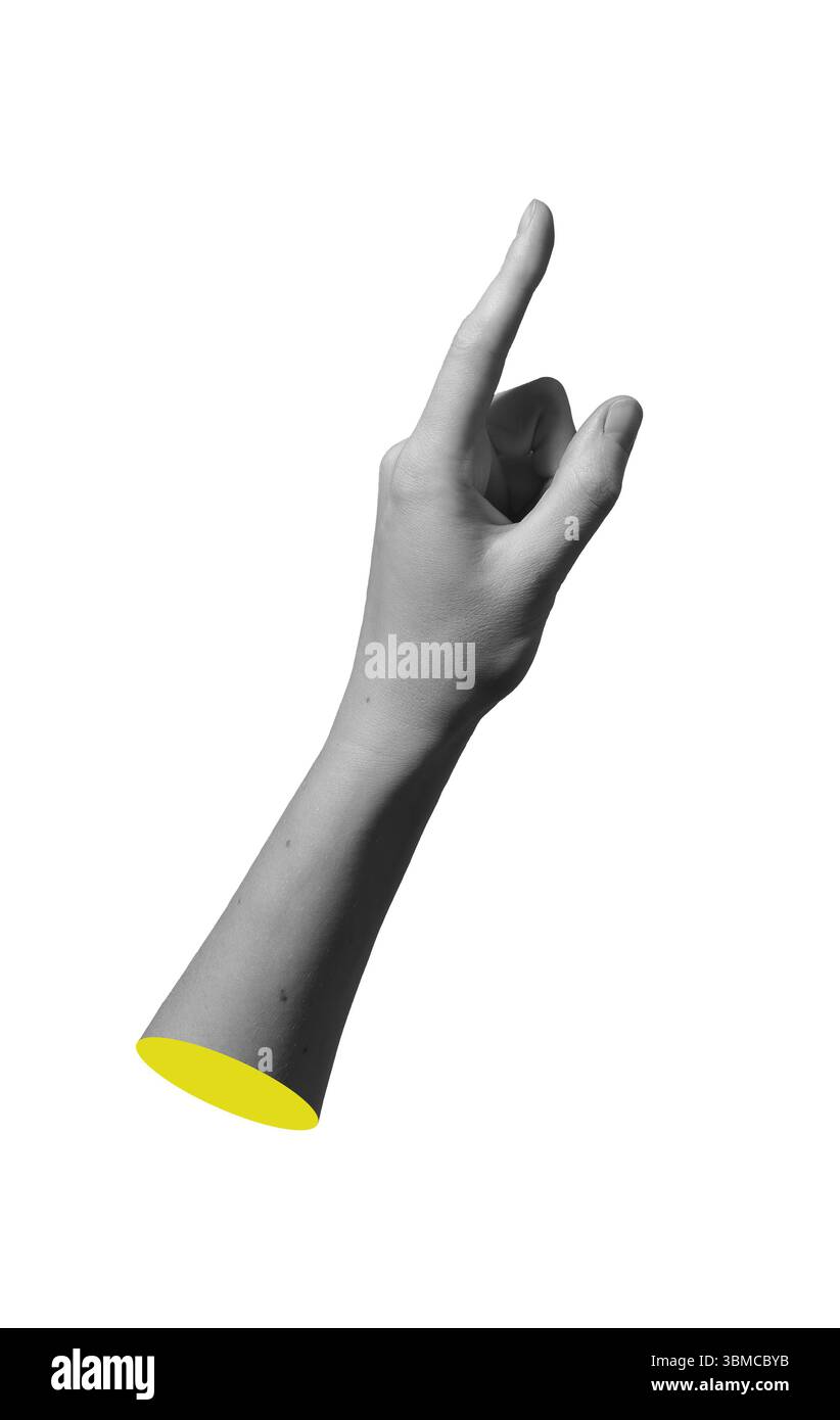 Index finger pointing upward in straight gesture with clean wrist and ...