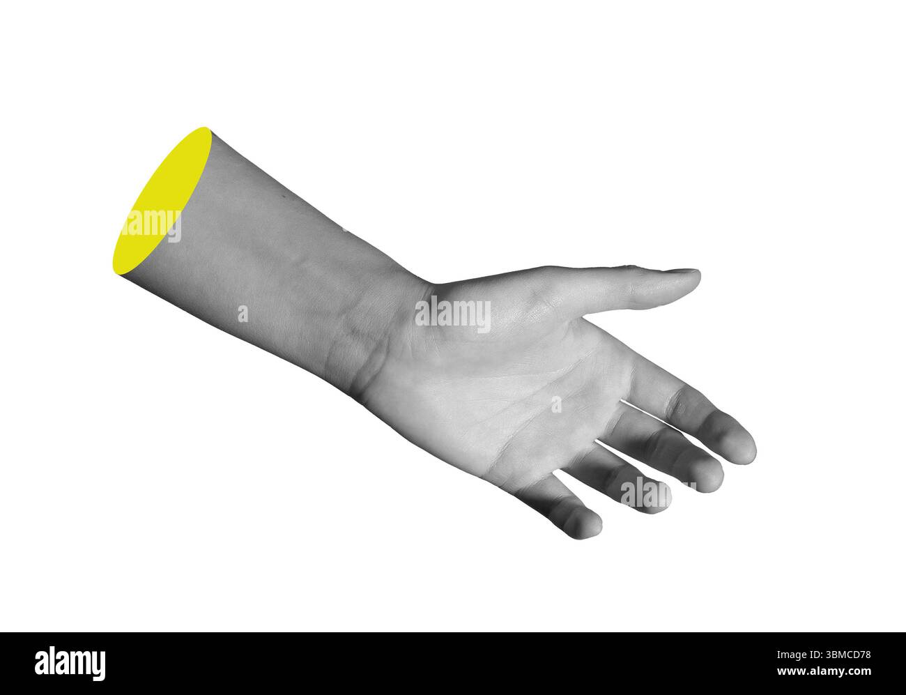 Open hand with relaxed curved fingers gently grasping invisible object ...