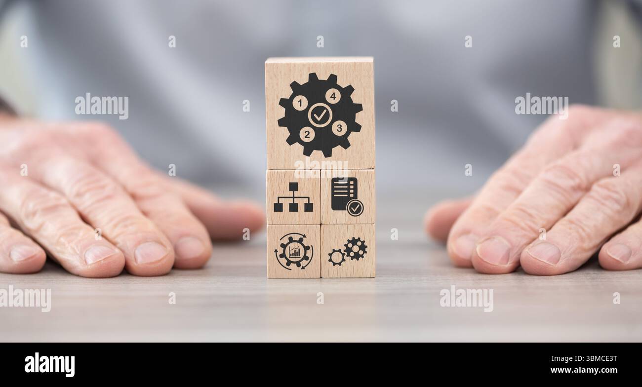 Wooden blocks with symbol of action plan concept Stock Photo - Alamy