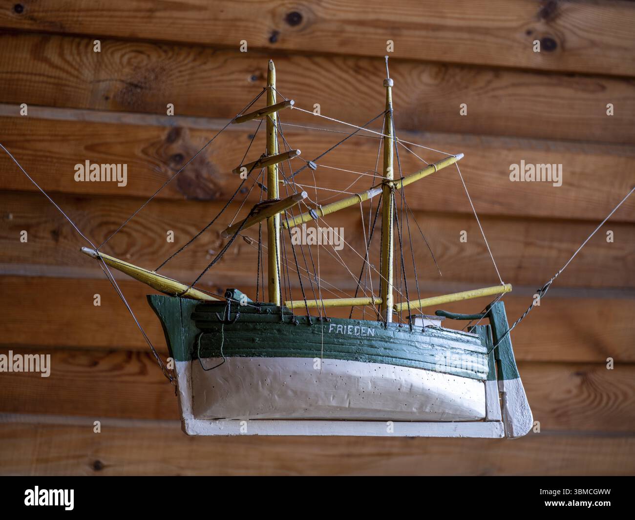 Votive ship named Peace in the Schifferkirche church in Ahrenshoop on ...