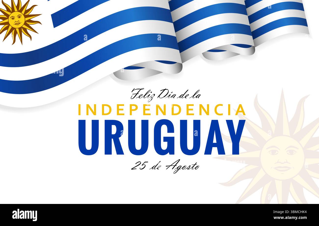 Uruguay Independence Day celebrating creative poster with 3D wavy flag ...