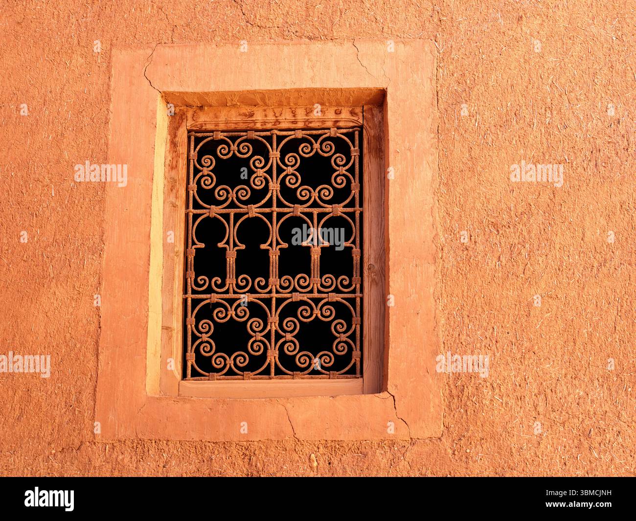 Morocco, Merzouga, 04 Jul 2025. Traditional Moroccan window with ornate ...