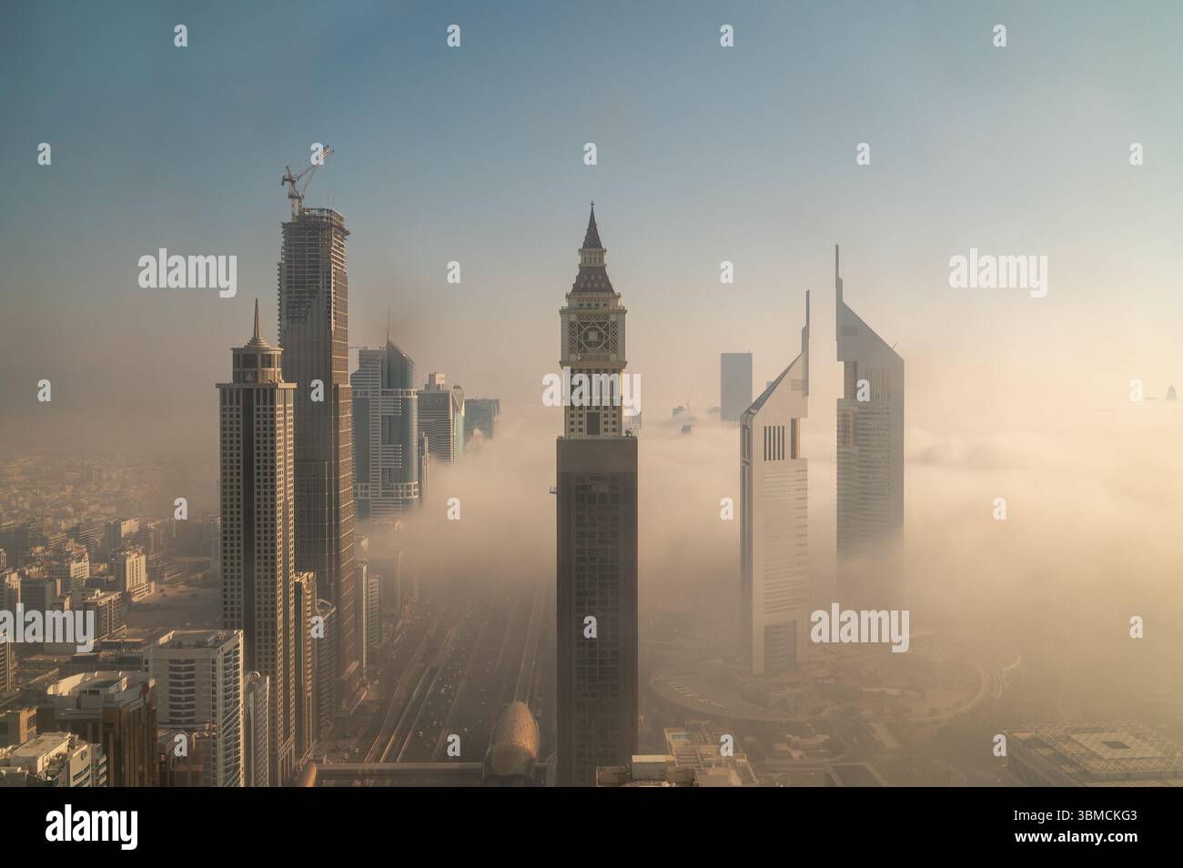 18.03.2025, Dubai, United Arab Emirates, Asia - Skyline with morning ...