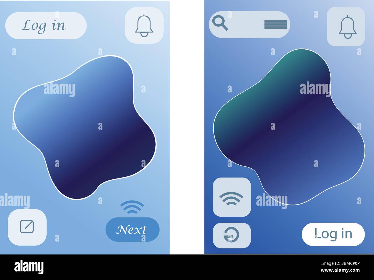Collection Of Ocean Gradient Poster with UI Buttons and Icons – Modern ...