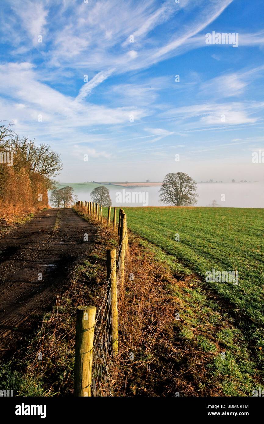 Early mist in the valley: A meander up a farm track alongside a field ...