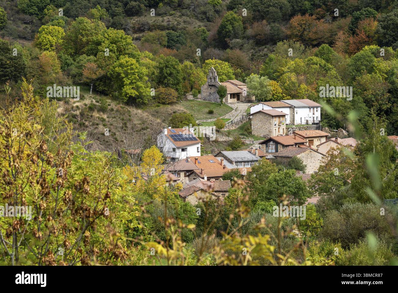 Horcadas village, Riano Mountain and Mampodre Regional Park, province ...