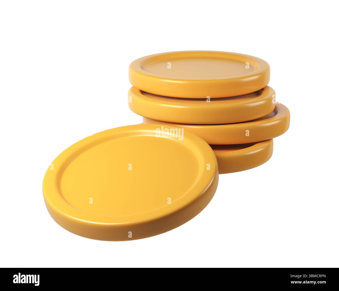 3d finance rendering icon of a stack background, shiny gold coins ...