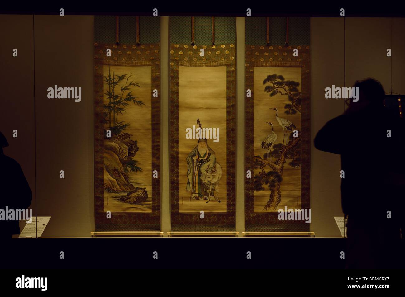 Traditional Japanese hanging scrolls (kakemono), featuring bamboo ...