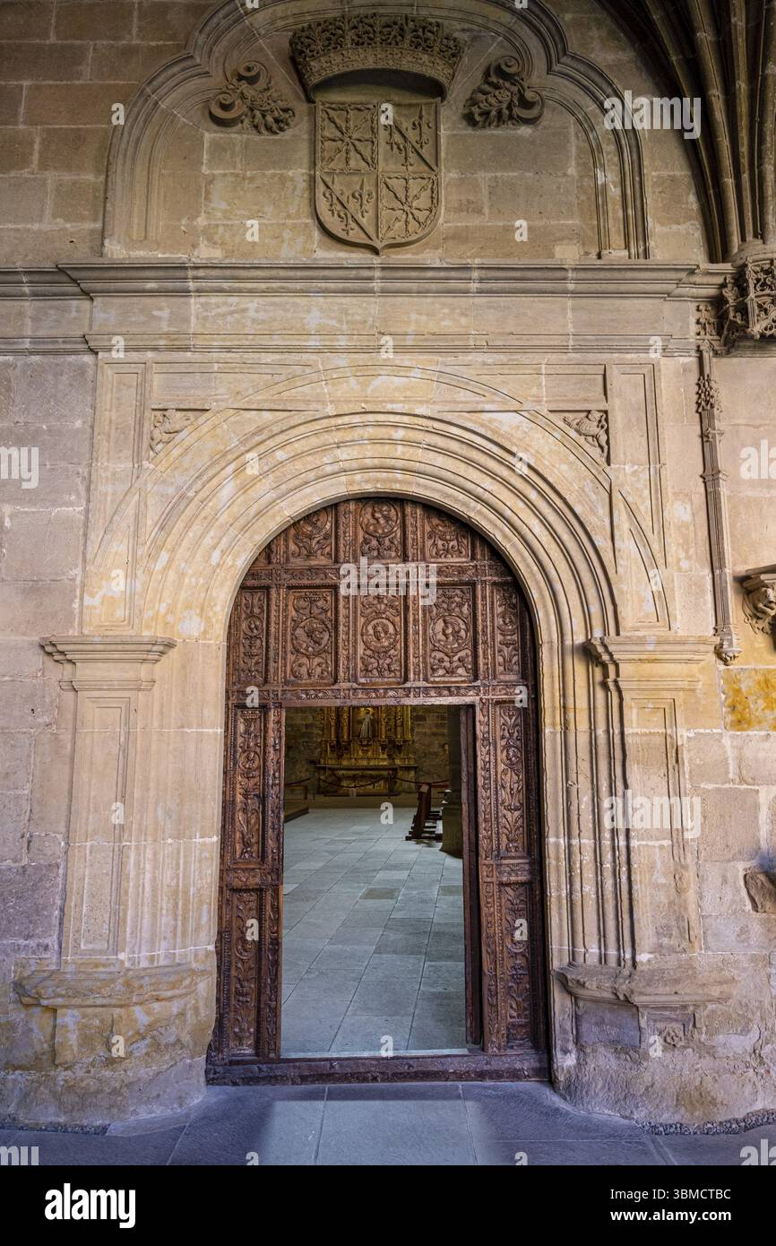 Entrance door to the temple, Gothic flamigero, walnut door with ...