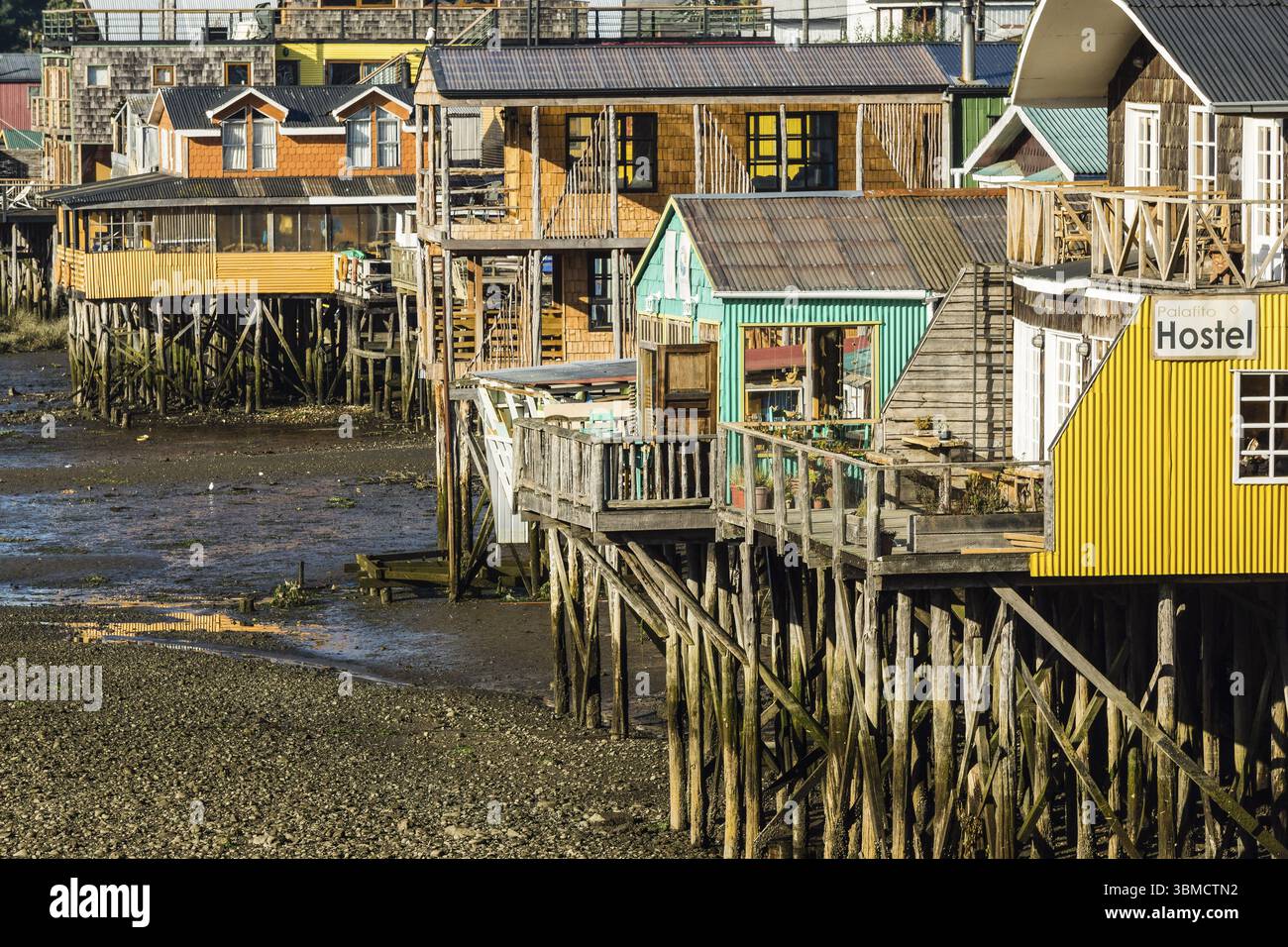 Traditional stilt houses by the sea, Castro village, Chiloe Island ...