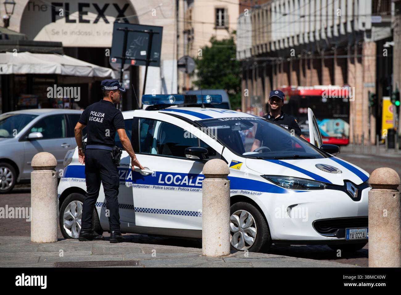 Italian local police Renault Zoe electric car urban setting officers ...