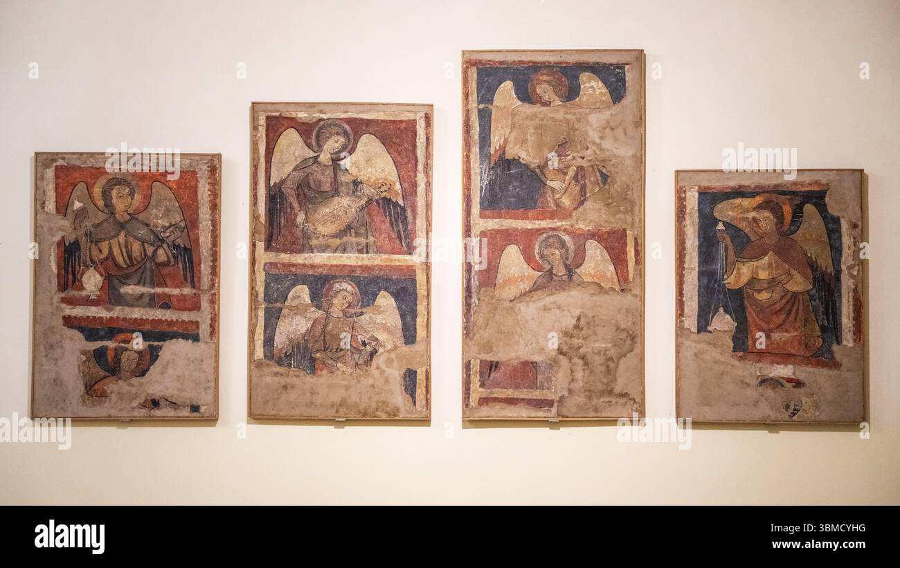 Thurifer angels and musician angels, fresco painting transferred to a ...