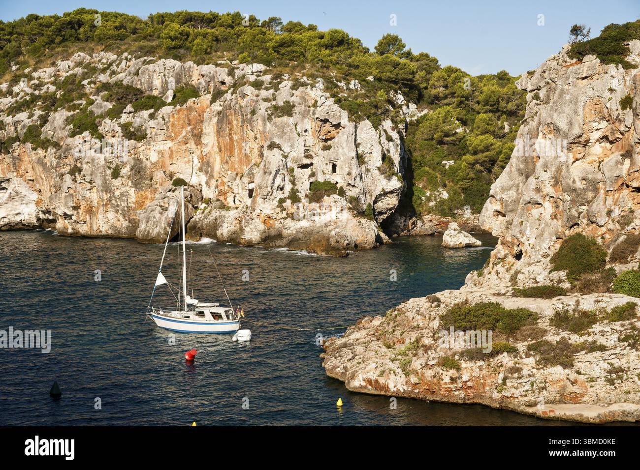 Prehistoric cliff dwellings, Cales Coves bay, Cami de Cavalls, GR223 ...