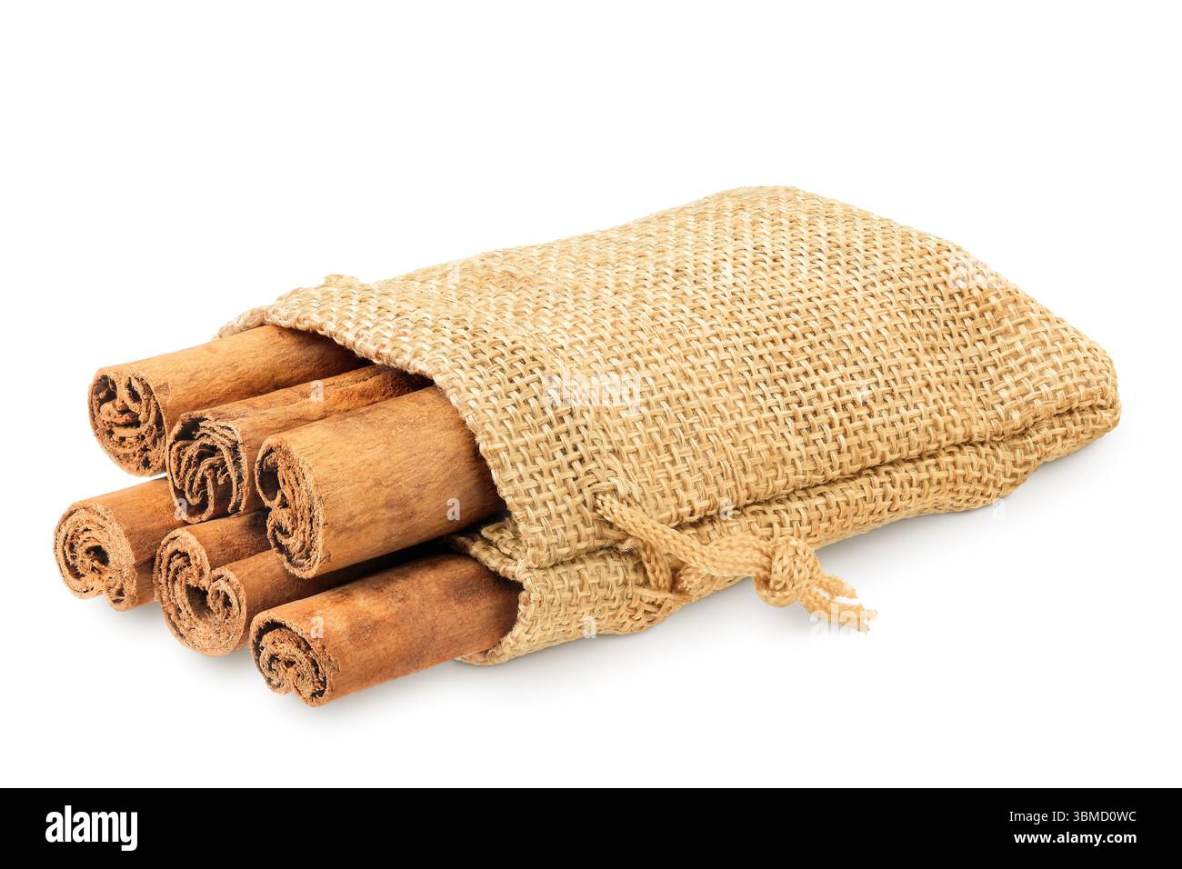 Cinnamon sticks in burlap sack Cut Out Stock Images & Pictures - Alamy