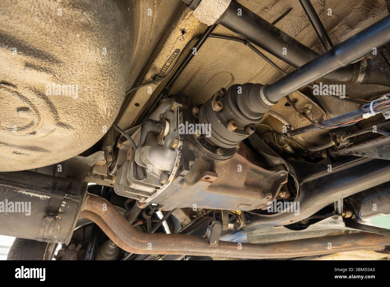 Explore the intricate and complex components of a vehicles underbody with this highly detailed ...