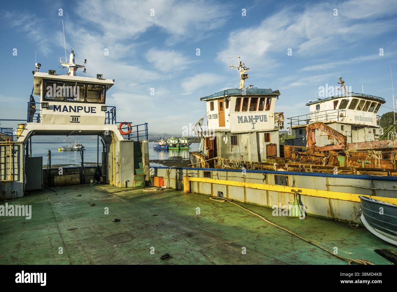 Old ferries stranded during low tide, Dalcahue, Chiloe Island ...