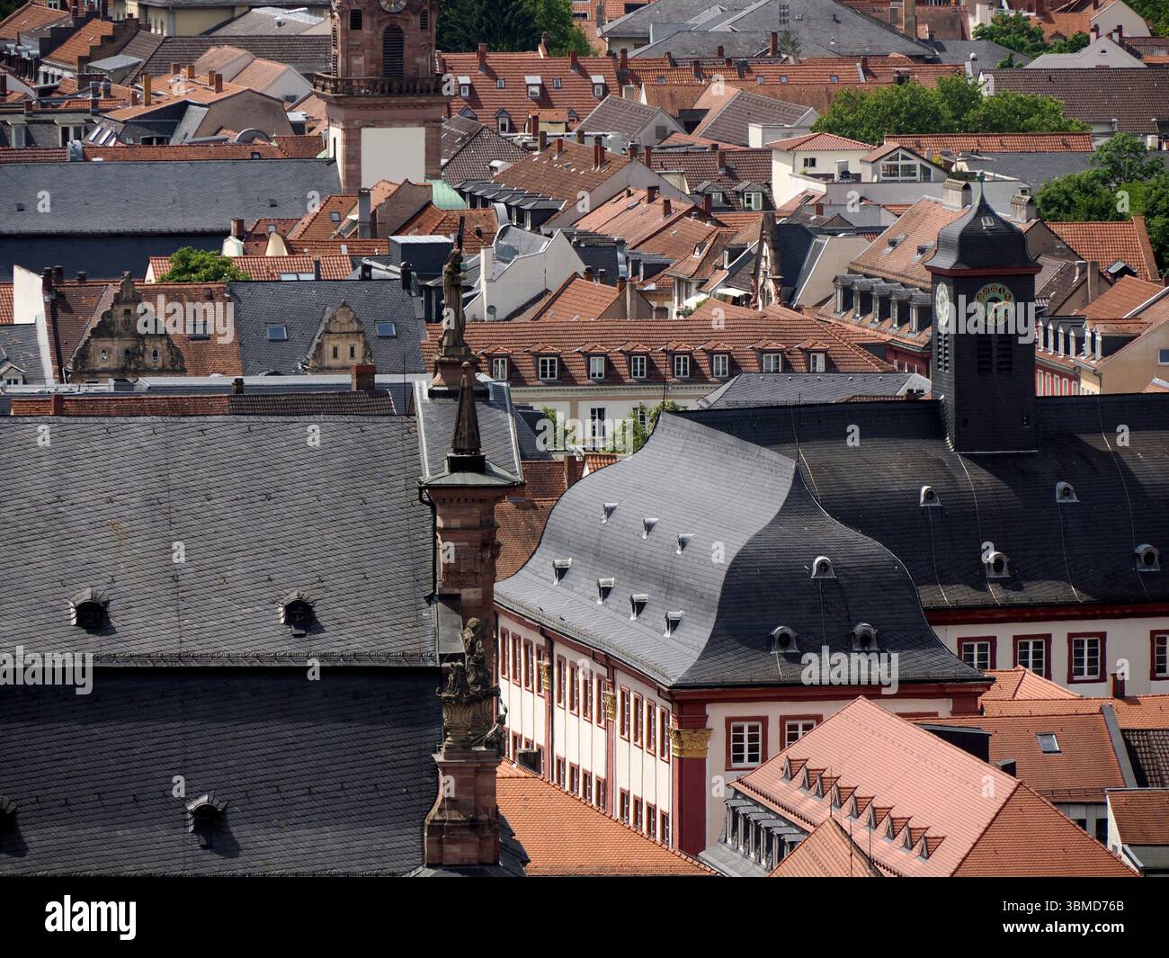 An Aerial Town view panorama cityscape from Ancient Heidelberg medieval ...