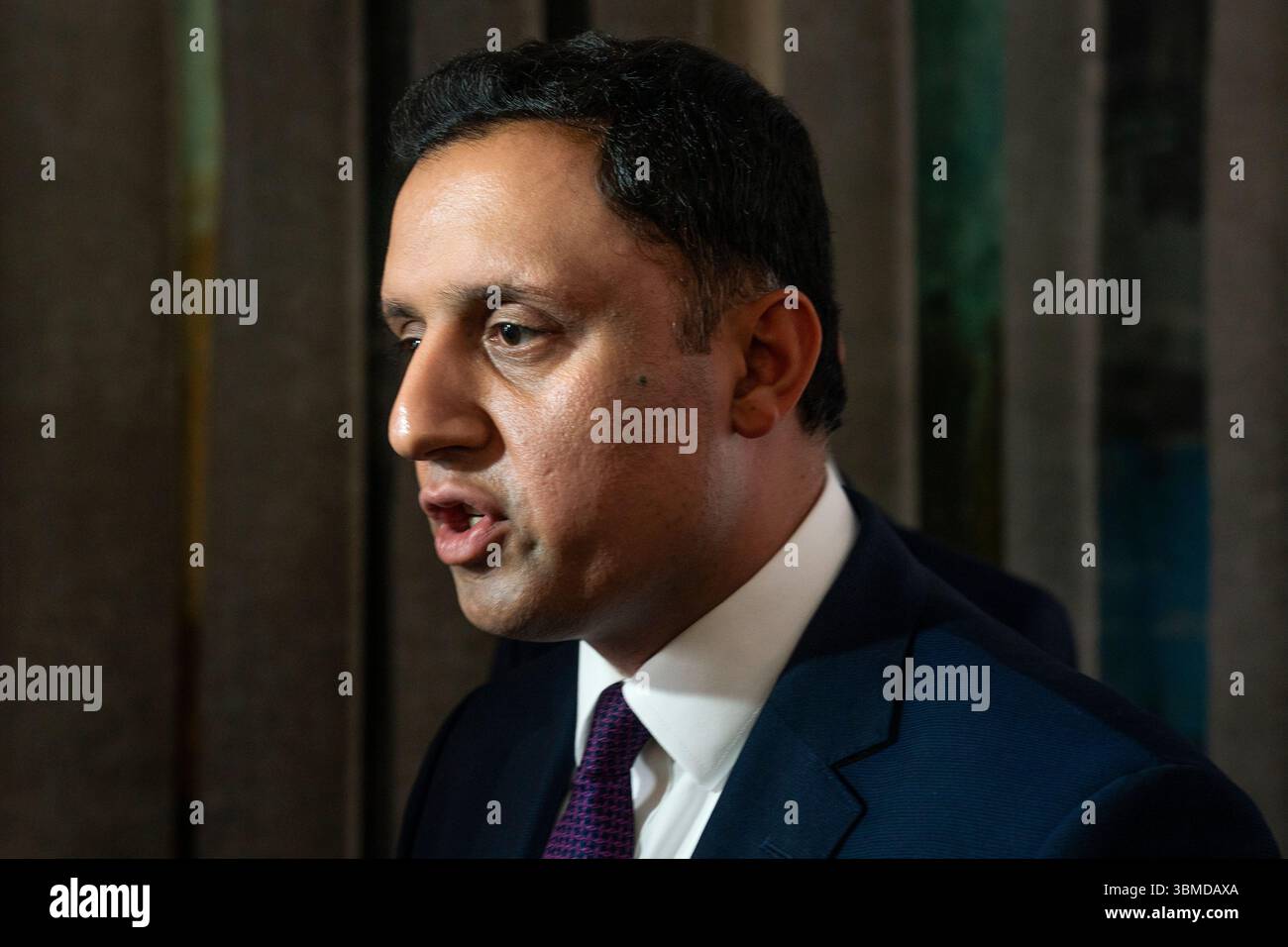 Scottish Labour leader Anas Sarwar speaks to the media after First ...