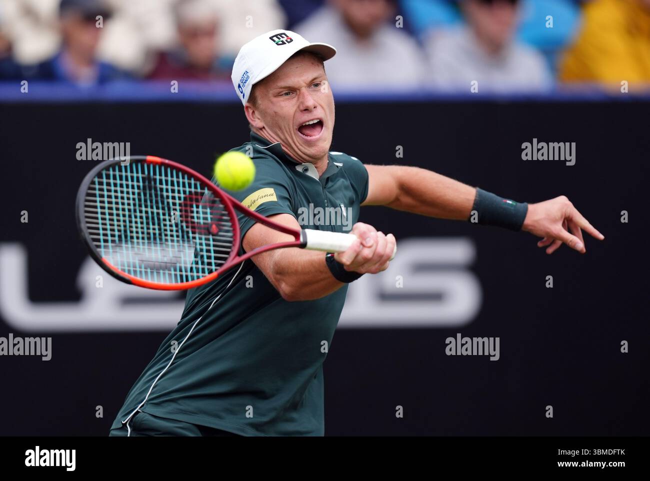 Jenson Brooksby during his match against Daniel Evans on day four of ...