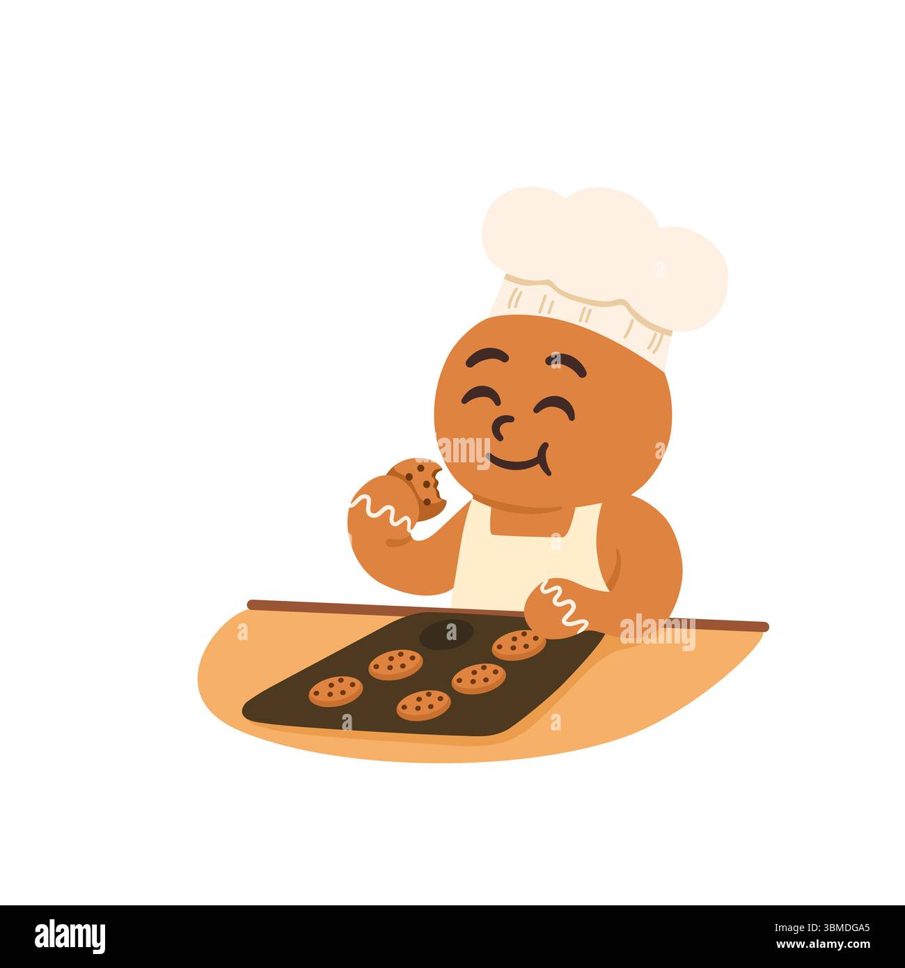 Gingerbread Man Chef Enjoying Freshly Baked Cookies. Transparent PNG ...