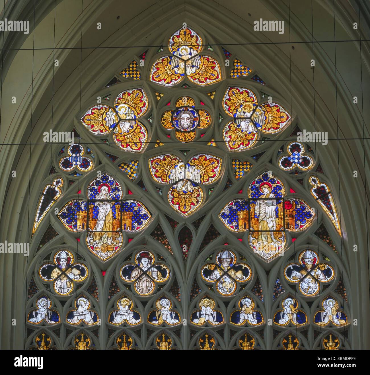 Stained glass windows of the west facade from 1400 in Altenberg ...
