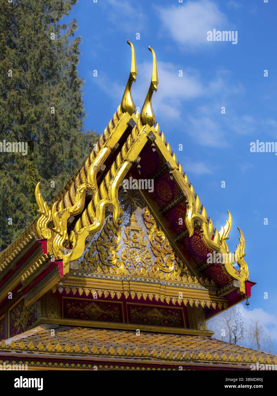Siamese temple Sala-Thai I, gable, Kurpark Bad Homburg vor der Hoehe, Hesse, Germany, Europe ...