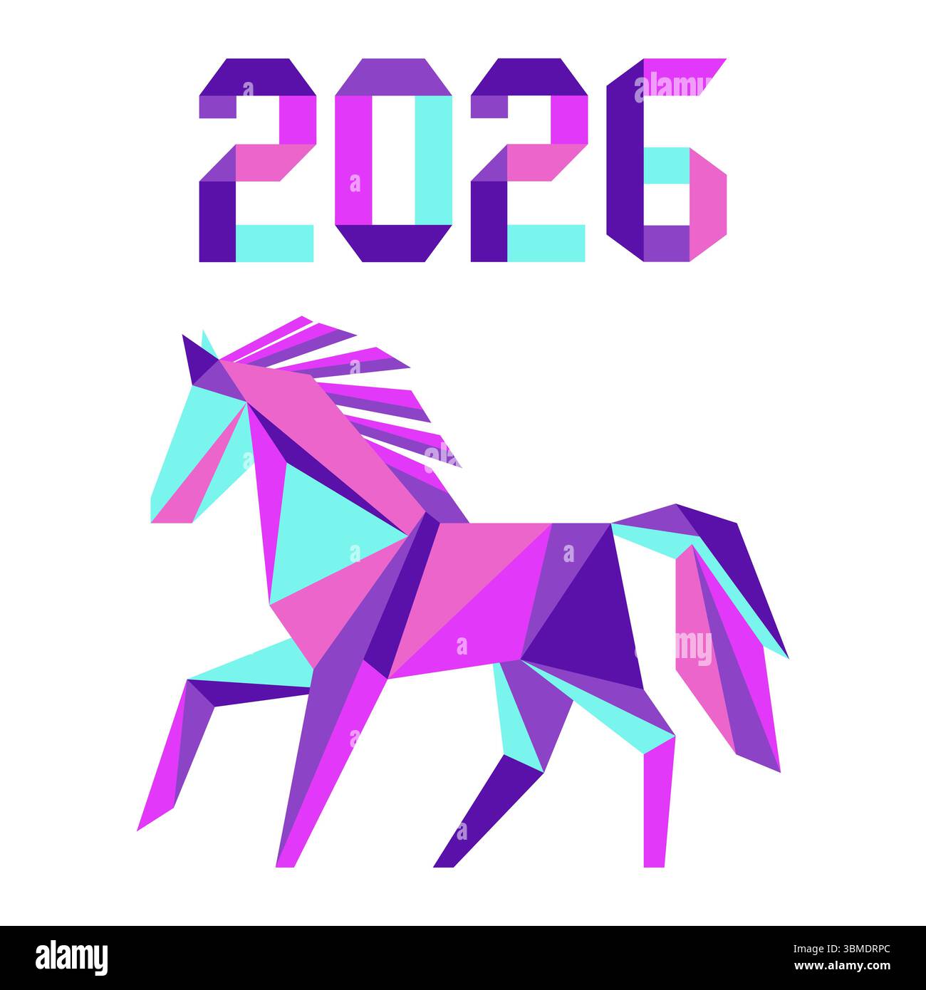 Happy new year Vector illustration Origami Symbol of 2026 on Chinese ...