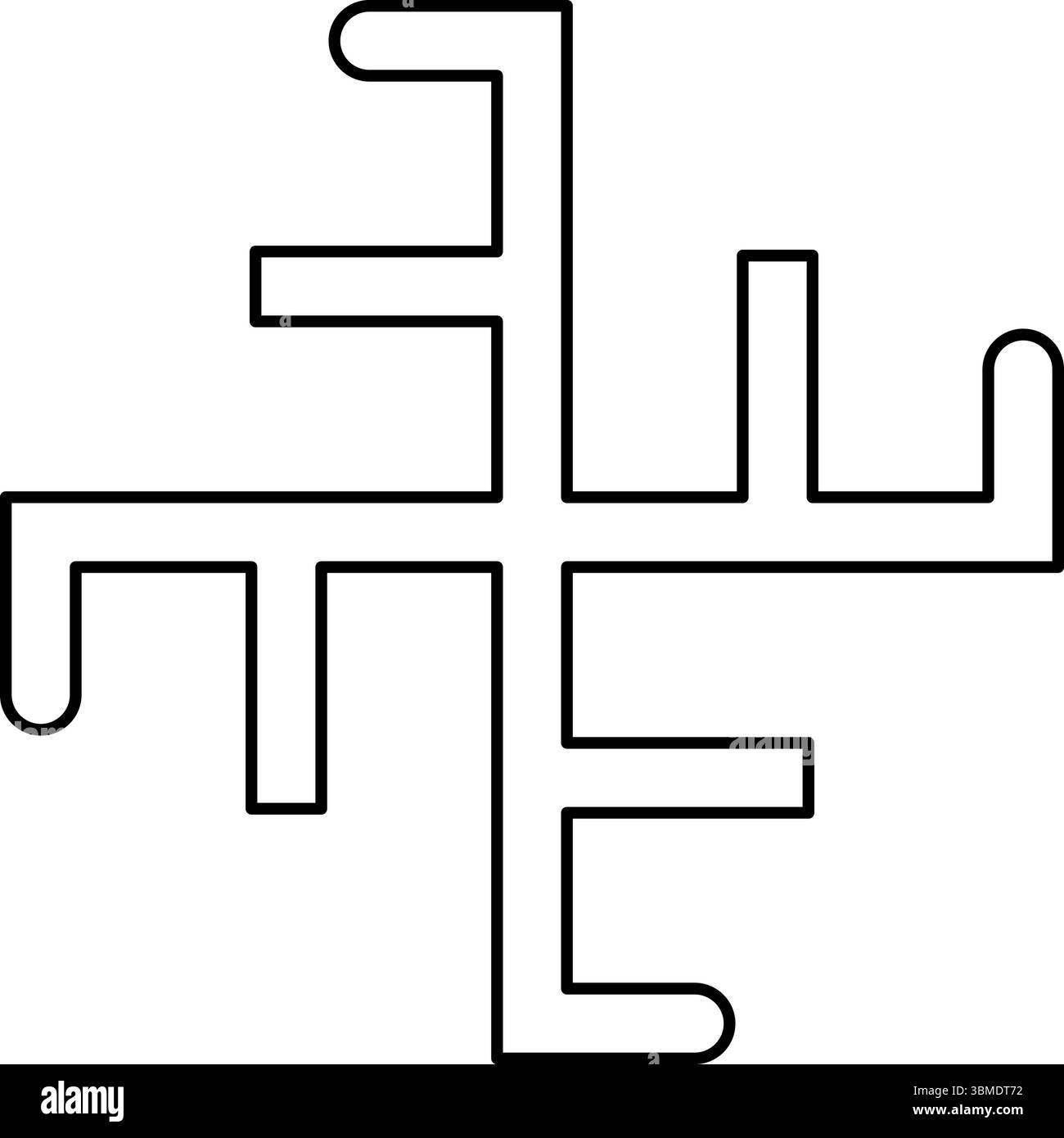Heavenly cross symbol sign slavic pagan contour outline line icon black ...
