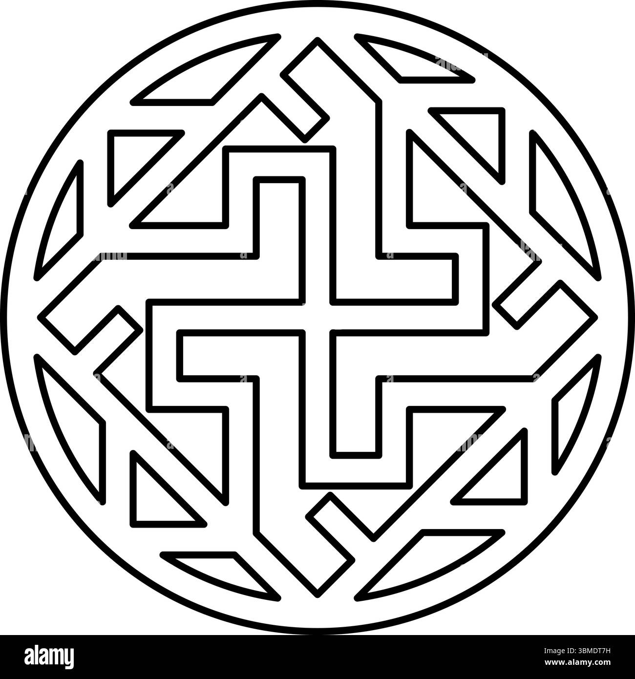 Valkyrie symbol sign slavic pagan contour outline line icon black color ...