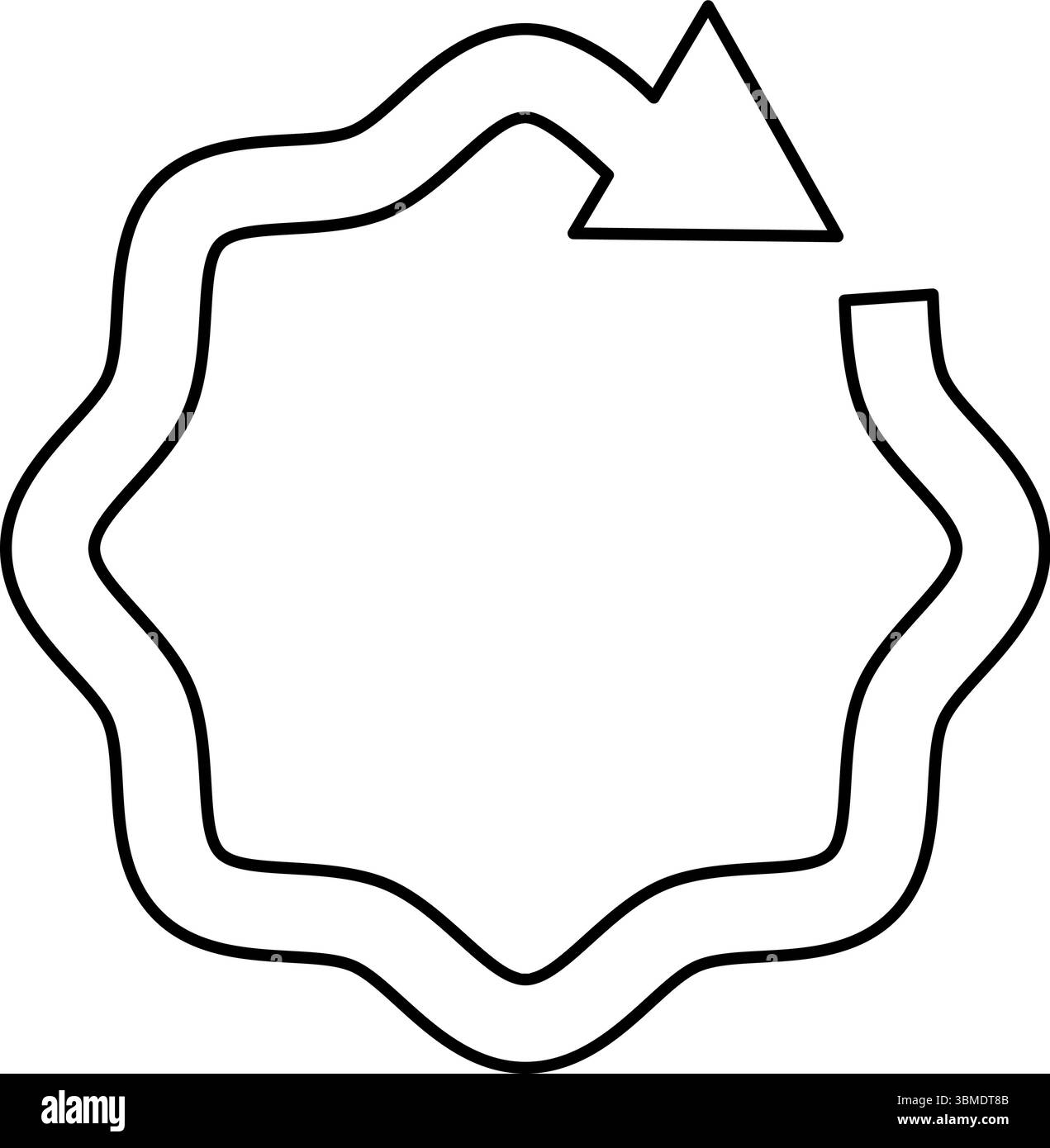 Wavy arrow on circle contour outline line icon black color vector ...