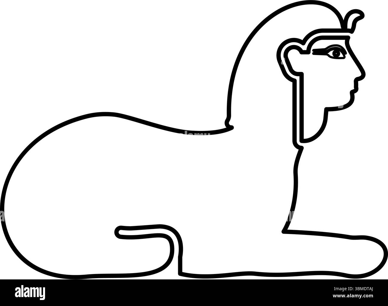 Sphinx Egypt Pyramid Concept Egyptian Statue Of Giza Contour Outline Line Icon Black Color