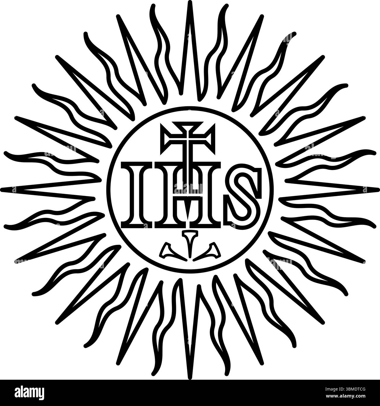 Jesuit symbol Christian concept sign contour outline line icon black ...